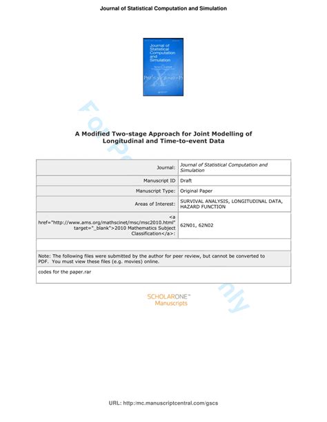 Pdf An Improved Two Stage Approach For Joint Modelling Of