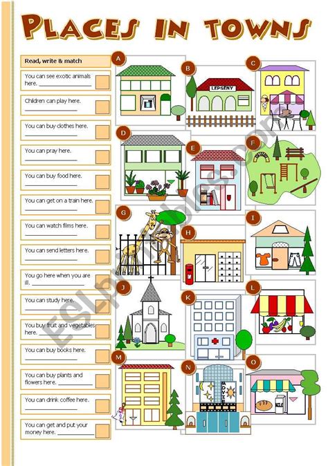 Places In Towns Esl Worksheet By Tecus