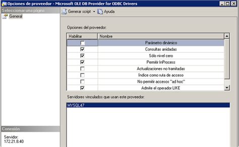 sql server configurando mysql como servidor vinculado desde sql