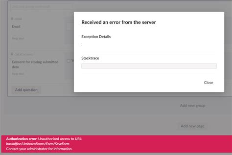 umbraco throws authorization error after marking a field as non