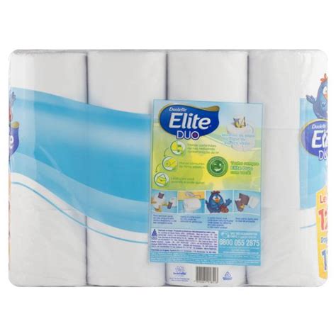 Papel Higiênico Folha Dupla Dualette Elite Duo 30m Pacote Leve 12 Pague
