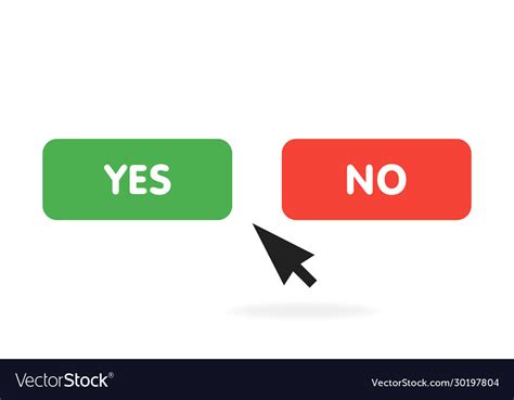 yes or no buttons click pressing yes button vector image
