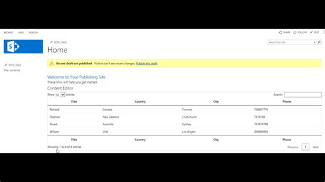 jquery datatable to display sharepoint list data youtube