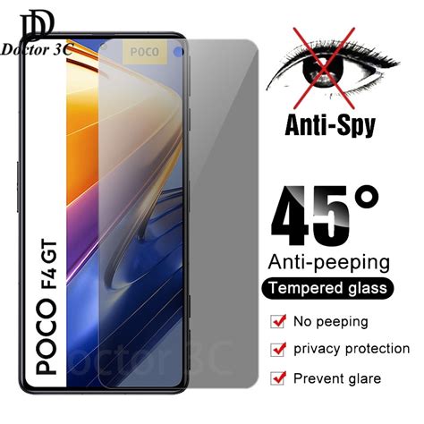 Anti Spy Privacy Full Tempered Glass For Xiaomi Poco C65 C55 C40 F5 X5