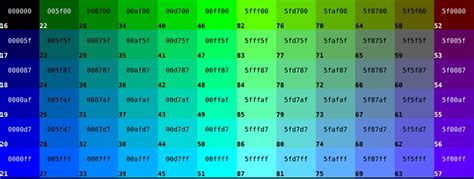 rgb hex color chart