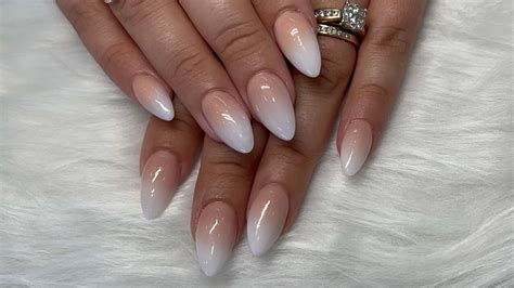 Acrylic For Beginner Almond Shape Classic Nude White Ombre 💅 New