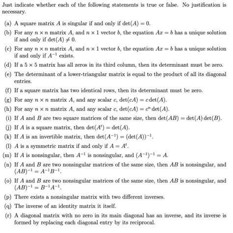 Solved Indicate Whether Each Of The Following Statements Is