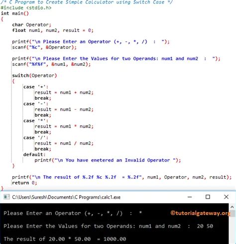 c program to create simple calculator laptrinhx