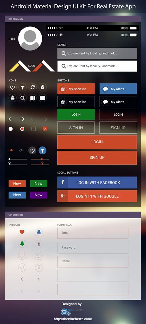 android material design ui kit for real estate app