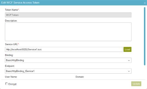 edit wcf service access token screen