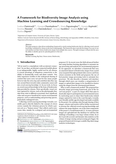 Pdf A Framework For Biodiversity Image Analysis Using Machine