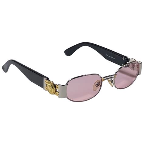 Vintage Gianni Versace Mod S80 Oval Small Sunglasses 1990s Made In
