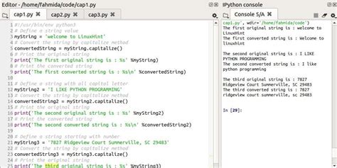 capitalize the first letter of a string with python capitalize function