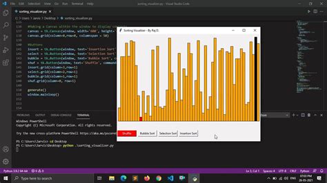 sorting algorithm visualizer using python and tkinter youtube