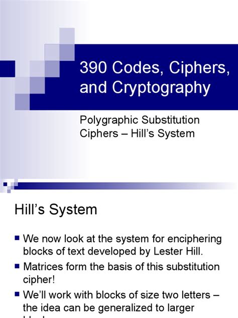 390 Codes Ciphers And Cryptography Polygraphic Substitution Ciphers