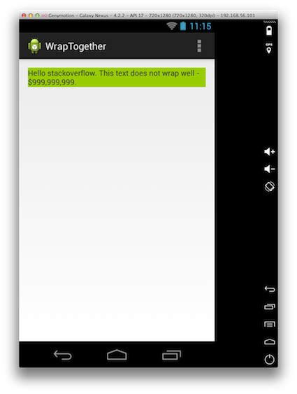 android textview not wrapping it s text correctly stack overflow