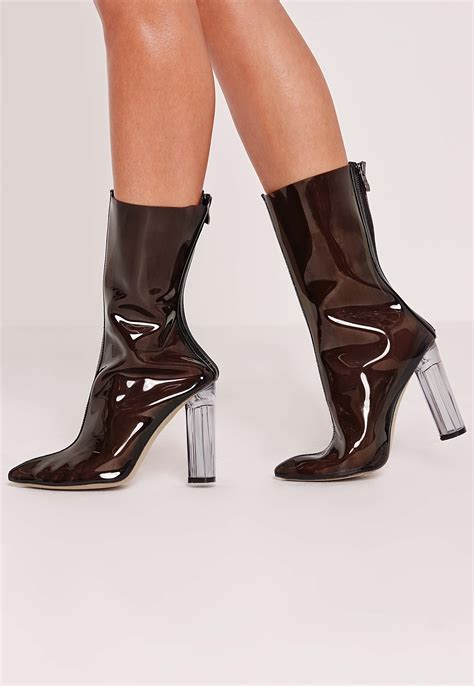 Missguided Perspex Ankle Boot Black High Heels Shopping Black