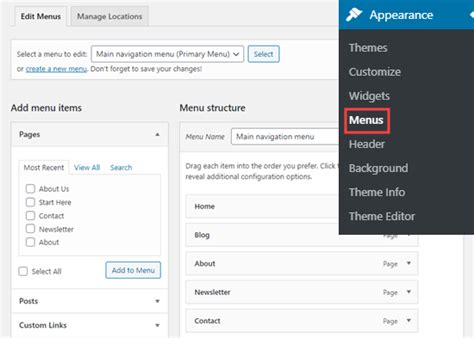 how to import export navigation menus in wordpress