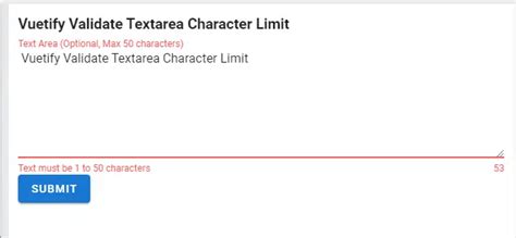 vuetify validate textarea character limit maxlength example