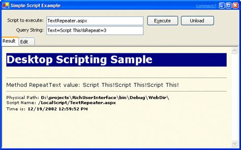 using the asp runtime to extend desktop applications with html scripts