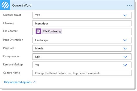 convert microsoft word files in power automate — encodian