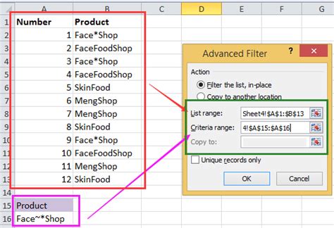 how to filter with multiple criteria or wildcard in excel