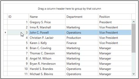 how to enable drag and drop in the tableview wpf controls