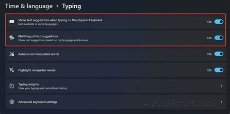 How To Enable Or Disable Text Suggestions Windows 11 Avoiderrors
