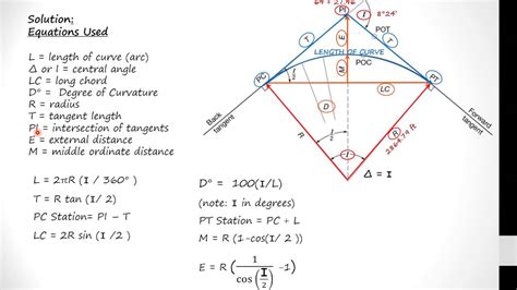 horizontal curve calcs circular curve elements 1 youtube