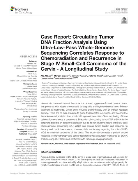 Pdf Case Report Circulating Tumor Dna Fraction Analysis Using Ultra