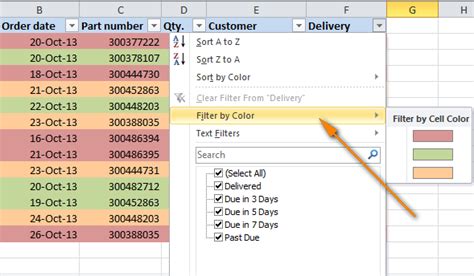 how to filter and sort cells by color in excel 2016 2013