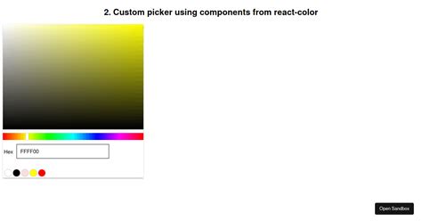 custom color picker using react color forked codesandbox