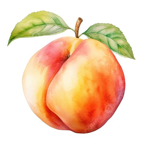 Ilustración Acuarela De Fruta Melocotón Png Durazno Hoja Jugoso Png