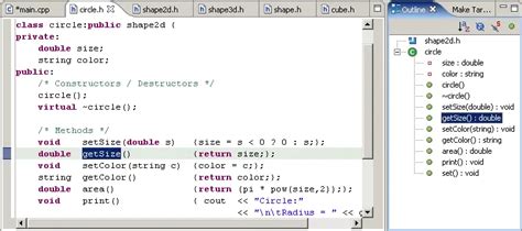 eclipse c c development guide galileo outline view