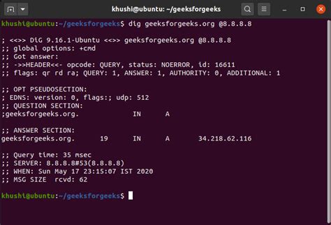 dig command in linux with examples geeksforgeeks