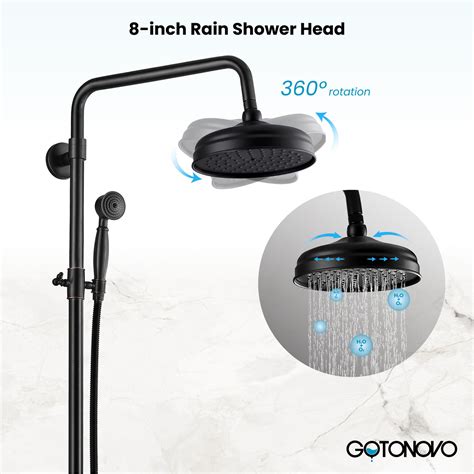 Gotonovo Exposed Shower Fixture 8 Inch Rainfall Shower Head With Handh