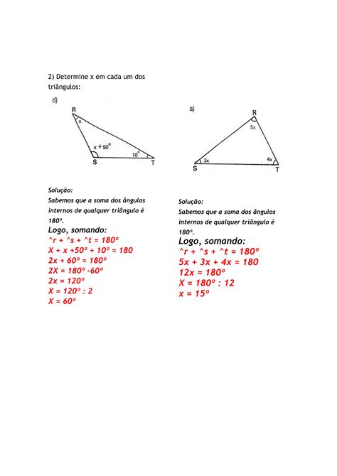 Soma Dos ângulos Internos De Um Triângulo Gabarito Pdf
