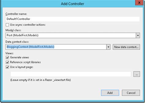 asp blog scaffolding ado entity data model