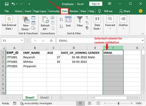 Apply Data Validation In Excel Javatpoint