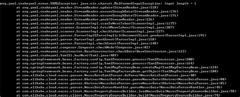 java jar启动jar包报错：yamlexception java nio charset