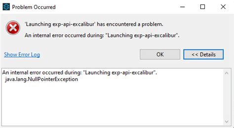 an internal error occurred during launching java lang