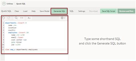 generating quick sql with sql shorthand syntax