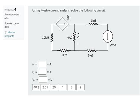 solved using mesh current analysis solve the following