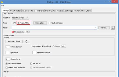 how to read a different files included in the same folder and transform