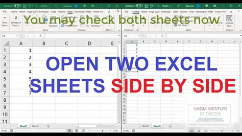 open two sheets side by side in same excel file youtube