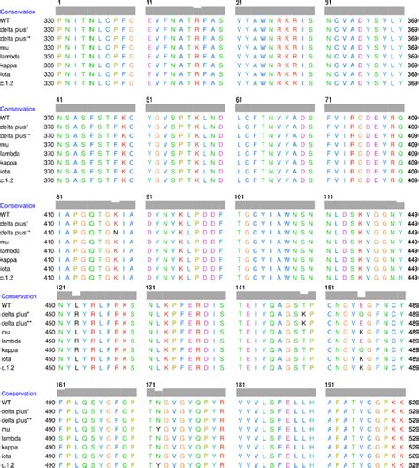 Multiple Sequence Alignment Of Receptor Binding Domain Rbd Of