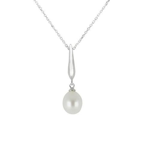 Sterling Silver Freshwater Pearl Drop Necklace P1817c This Elegant