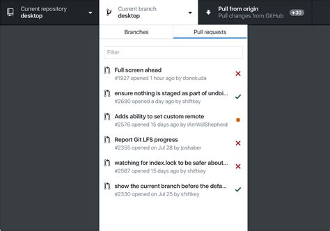 pull request list tracking · issue 2642 · desktop desktop · github