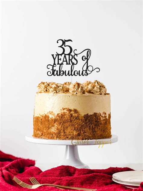 35 Years Of Fabulous Happy 35th Cake Topper Cheers To 35 Etsy