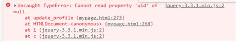javascript uncaught typeerror cannot read property uid of null